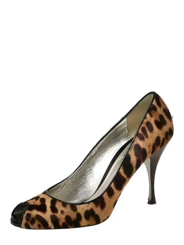 Dolce & Gabbana 100mm Leopard-print Peep-toe Pumps - Brown