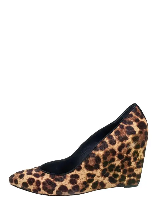 Brian Atwood 90mm Leopard-print Pony-hair Wedge Pumps - Brown
