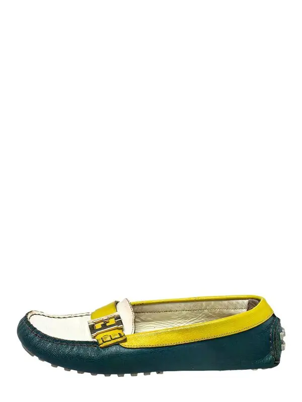 Fendi Leather Strap Loafers - Green