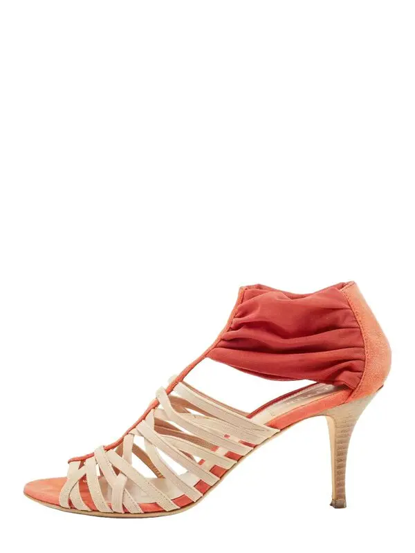 Fendi 75mm Ruched Heeled Sandals - Neutrals