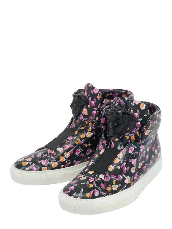 Versace Medusa Head Floral-print Sneakers - Black