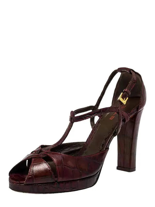Etro 100mm Crocodile-embossed Sandals - Red