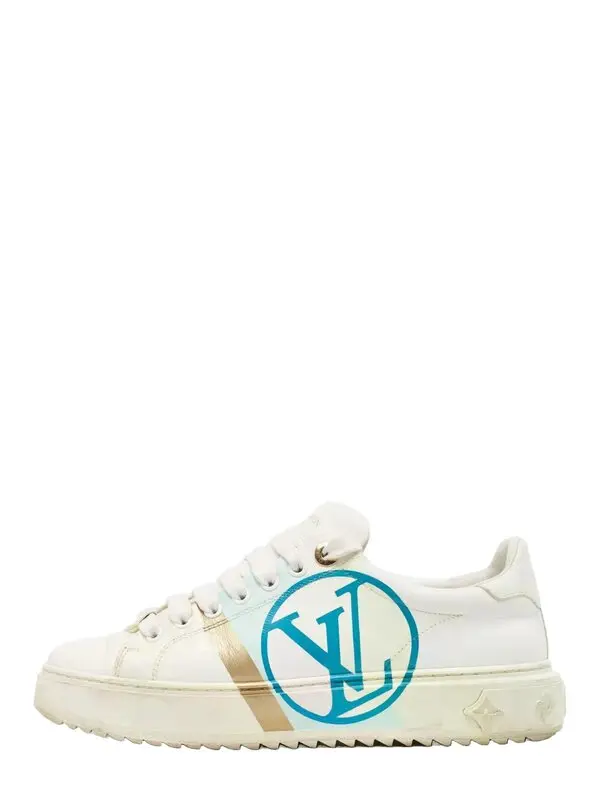 LOUIS VUITTON Leather Monogram Sneakers - White