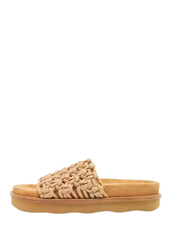 Chloé Woven Leather Flat Slides - Neutrals