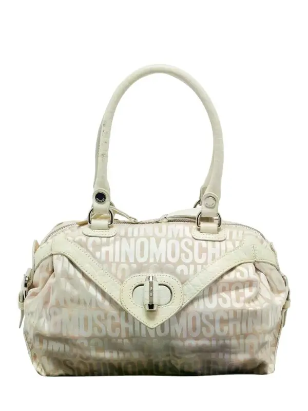 Moschino Logo Satchel Bag - Neutrals