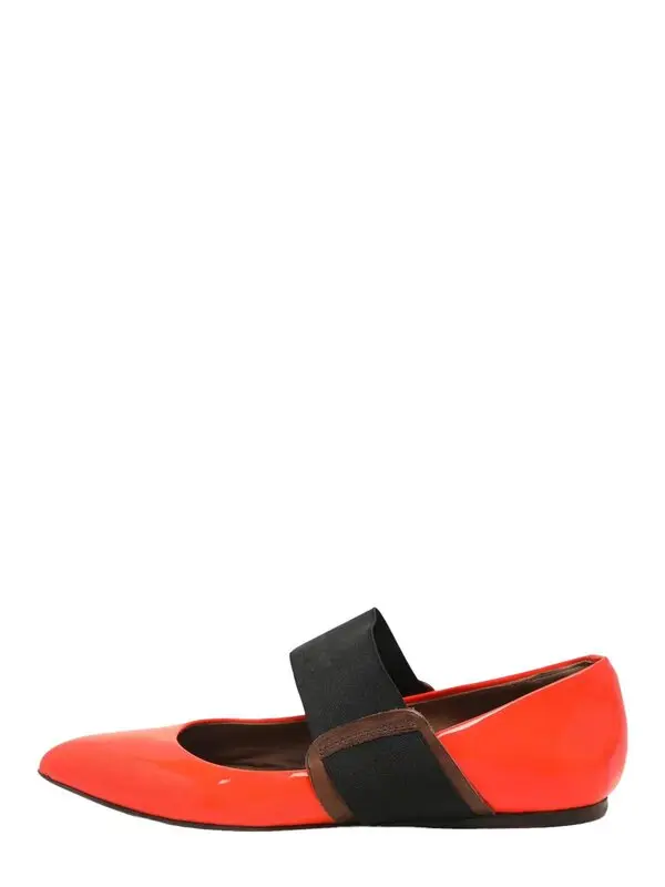 Marni Patent Leather Strap Ballet Flats - Orange
