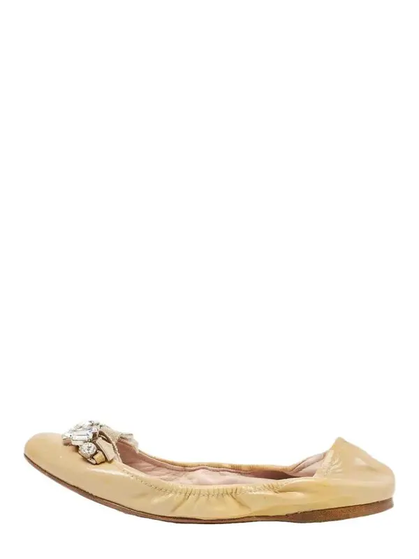 Miu Miu Crystal-embellished Ballet Flats - Neutrals
