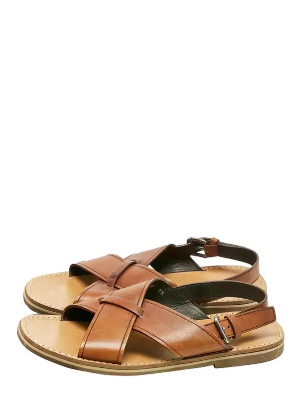 Prada Leather Flat Sandals - Brown
