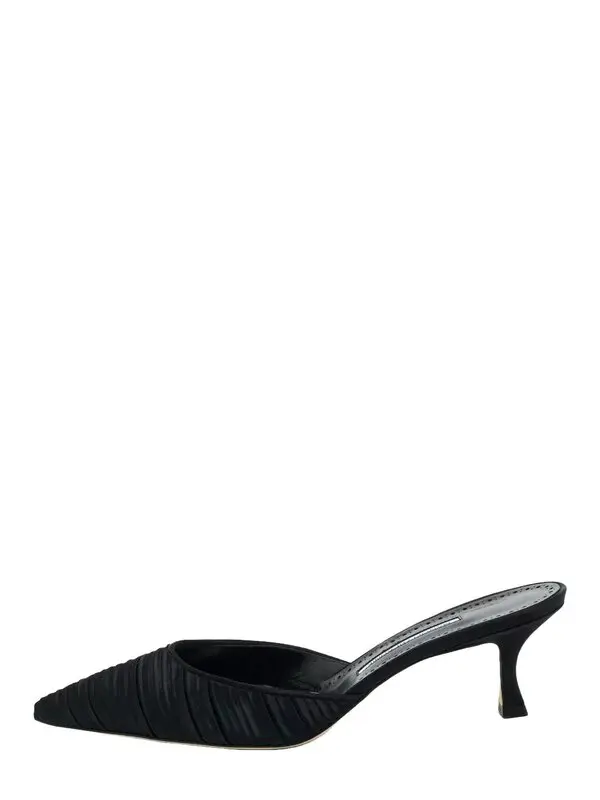 Manolo Blahnik Carolynemu Pleated Mules - Black