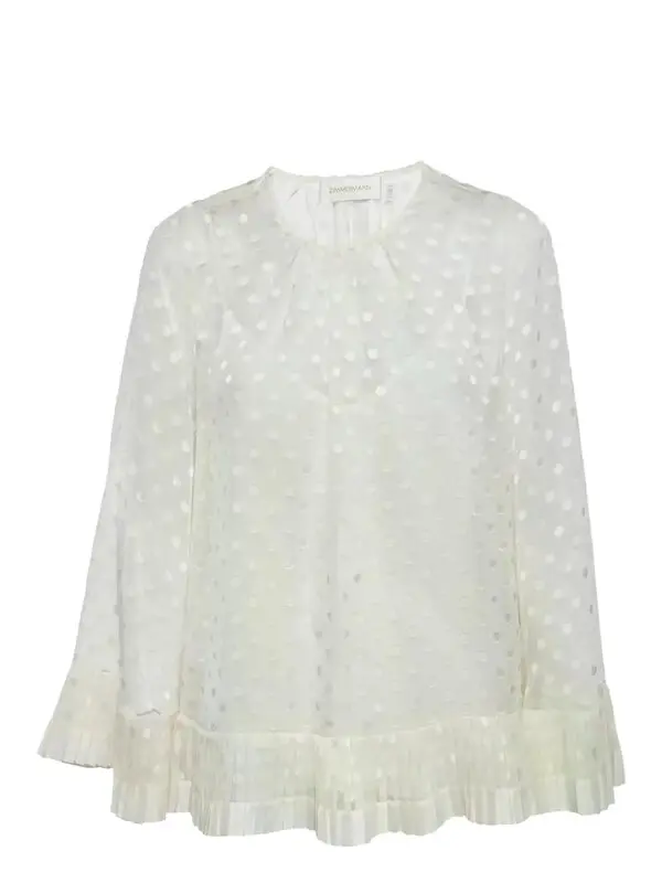 Zimmermann Dotted Pleated Top - White