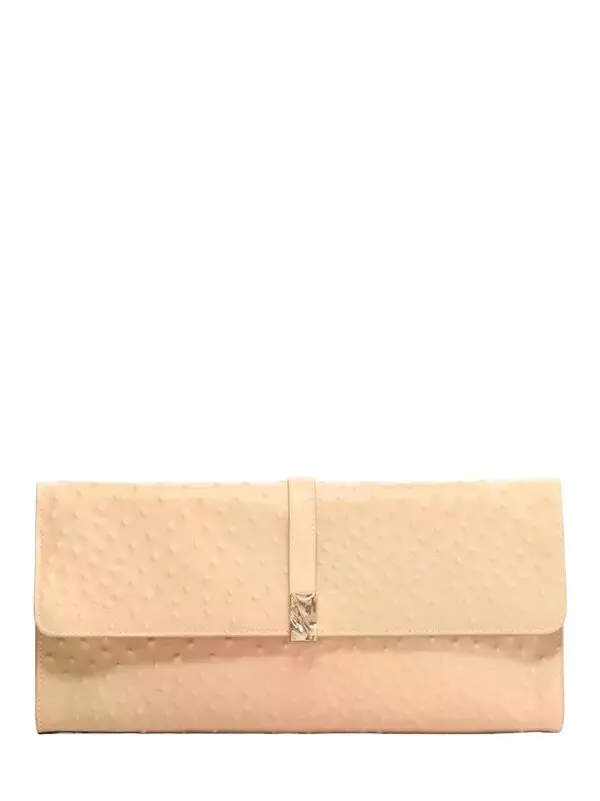 Loulou De Saison Mohini Ostrich-effect Leather Clutch - Neutrals