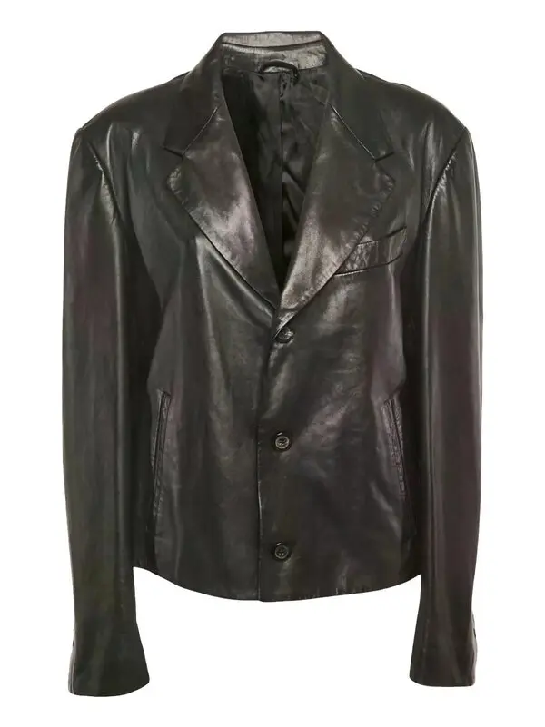 FERRAGAMO Single-breasted Leather Jacket - Black