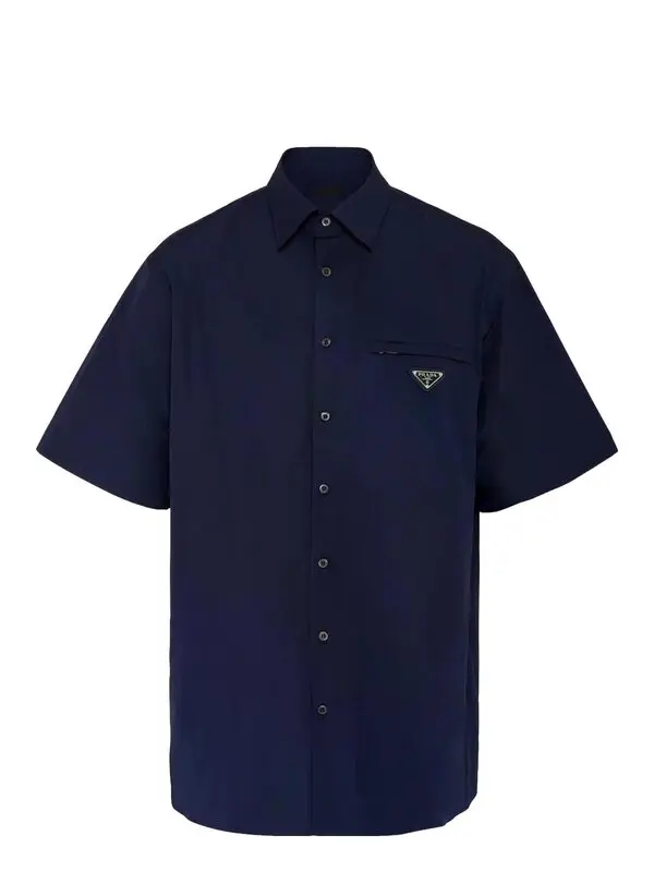 Prada Triangle-logo Cotton Shirt - Blue