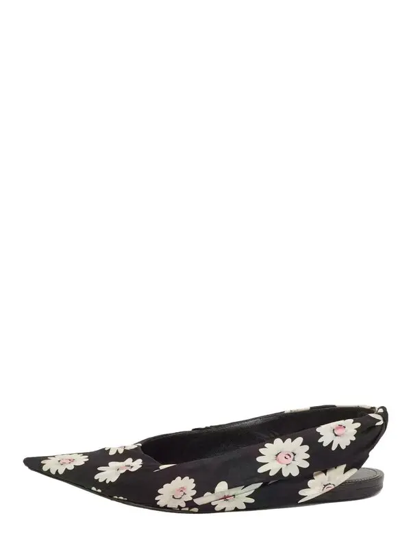 Balenciaga Floral Pointed-toe Flats - Black