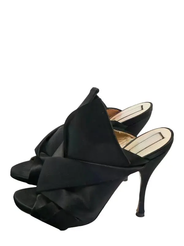 N°21 Knot Satin Sandals - Black