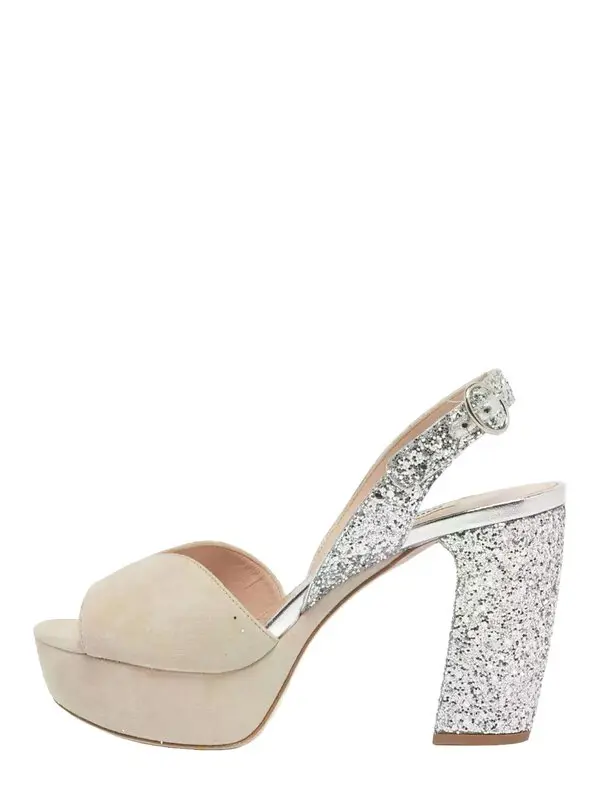 Miu Miu Glitter-detailing Platform Sandals - Neutrals