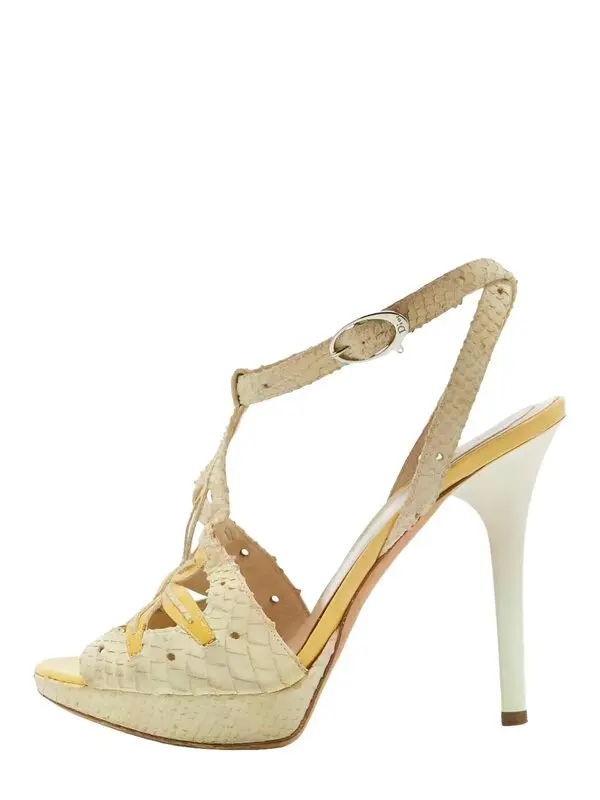 Dior Patent Leather And Python Embossed Leather Sandals - White