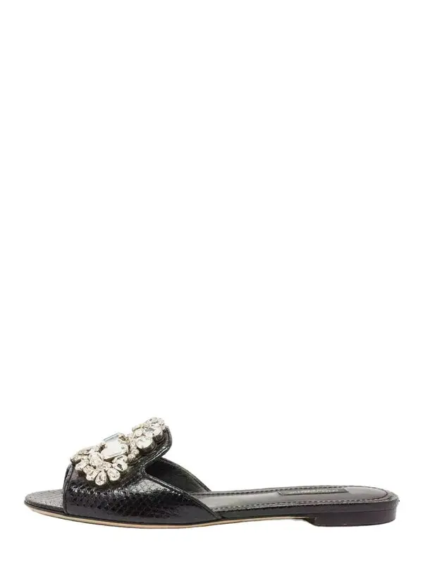 Dolce & Gabbana Crystal-embellished Flat Sandals - Black