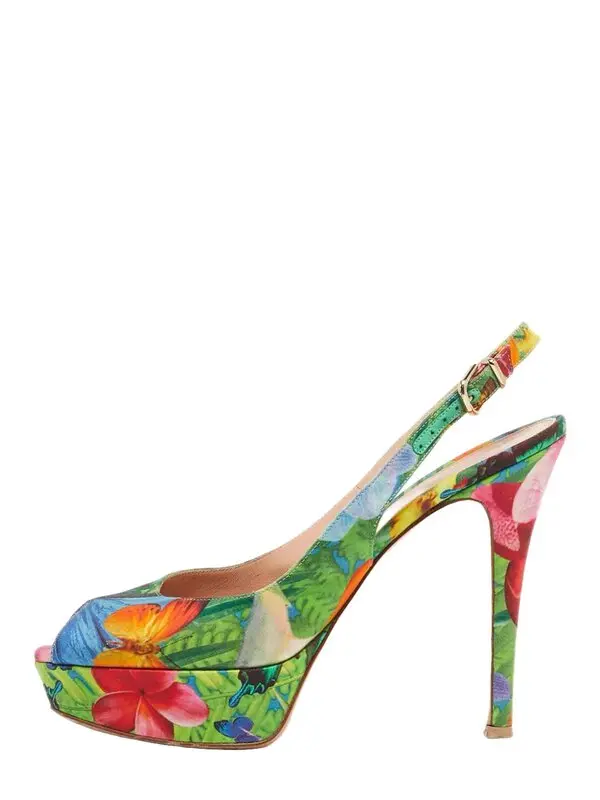 GIANVITO ROSSI Flower Slingback Sandals - Green