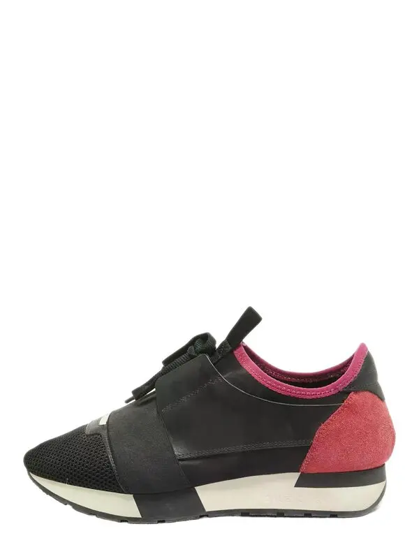 Balenciaga Leather Panelled Sneakers - Black