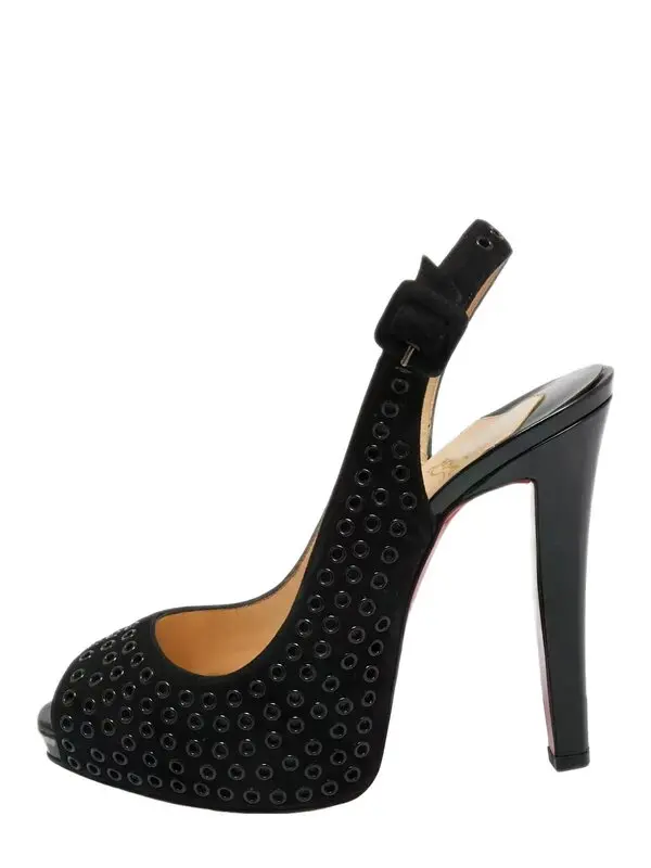 CHRISTIAN LOUBOUTIN 2024 130mm Aicha Eyelet Slingback Pumps - Black