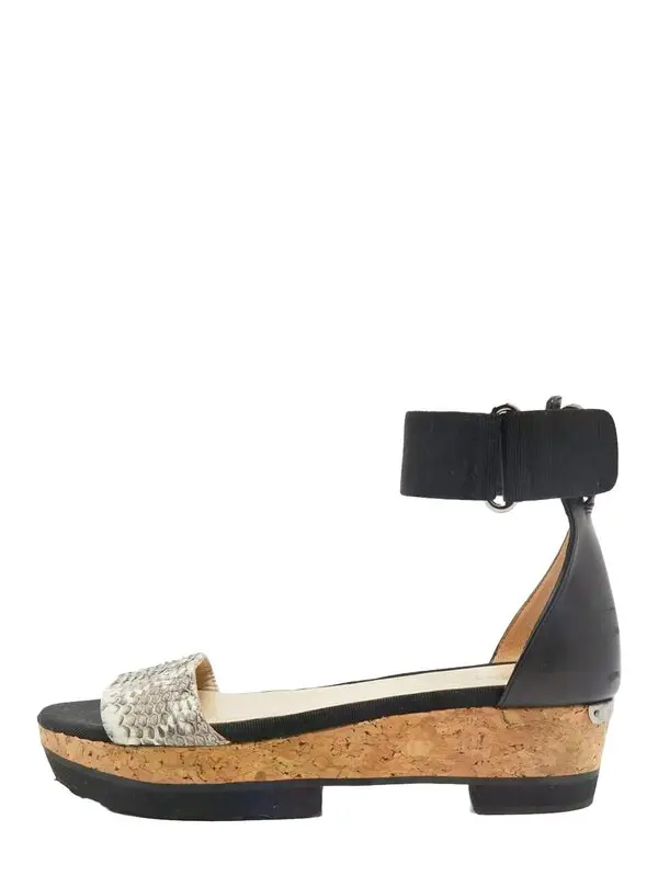 JIMMY CHOO 2024 45mm Snakeskin Sandals - Black