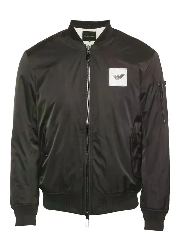 Emporio Armani Logo-detail Long-sleeve Bomber Jacket - Black