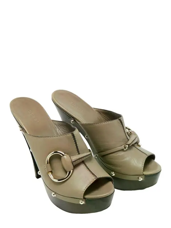 Gucci Icon Bit Platform Mules - Grey