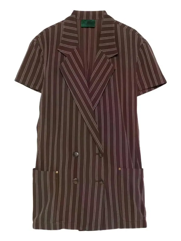 Jean Paul Gaultier Striped Short Sleeve Blazer - Brown