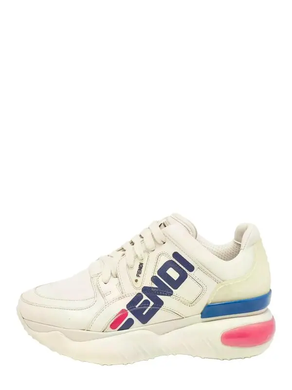 Fendi Leather Logo Sneakers - Neutrals