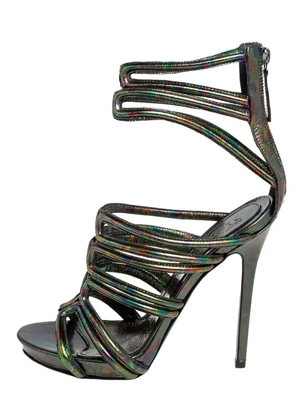 Alexander McQueen 130mm Oil Slick Sandals - Grey