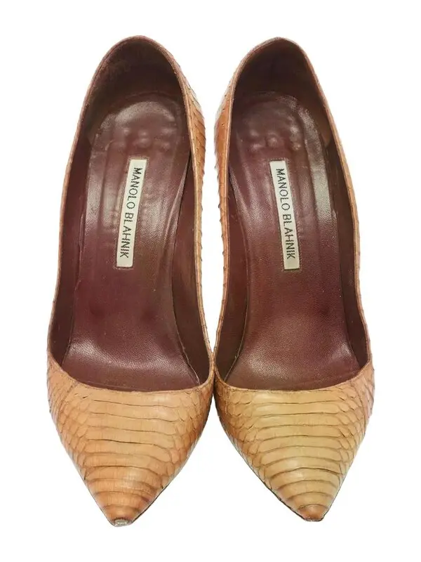 Manolo Blahnik Snakeskin Pumps - Brown