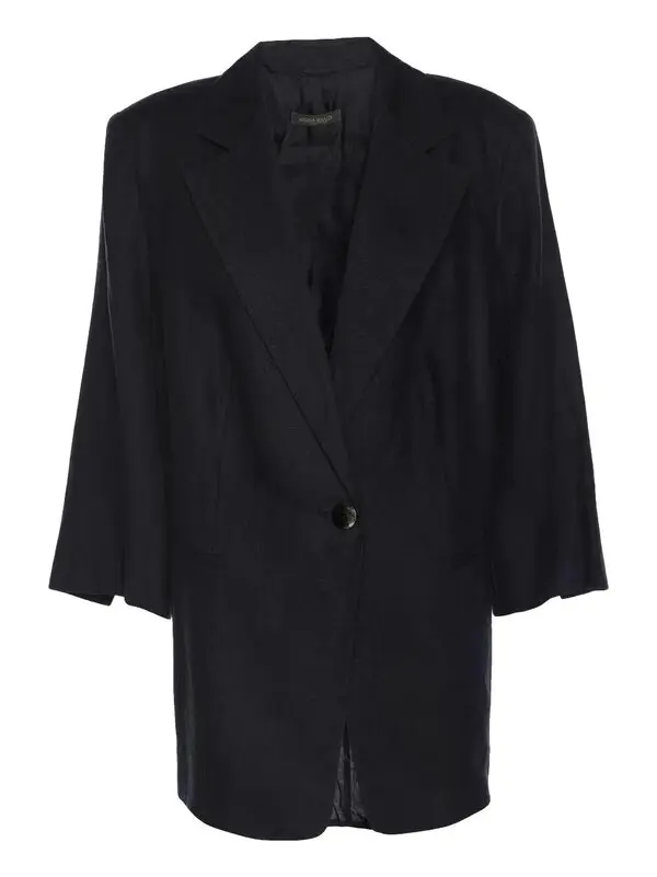 Marina Rinaldi Single-breasted Linen Blazer - Blue