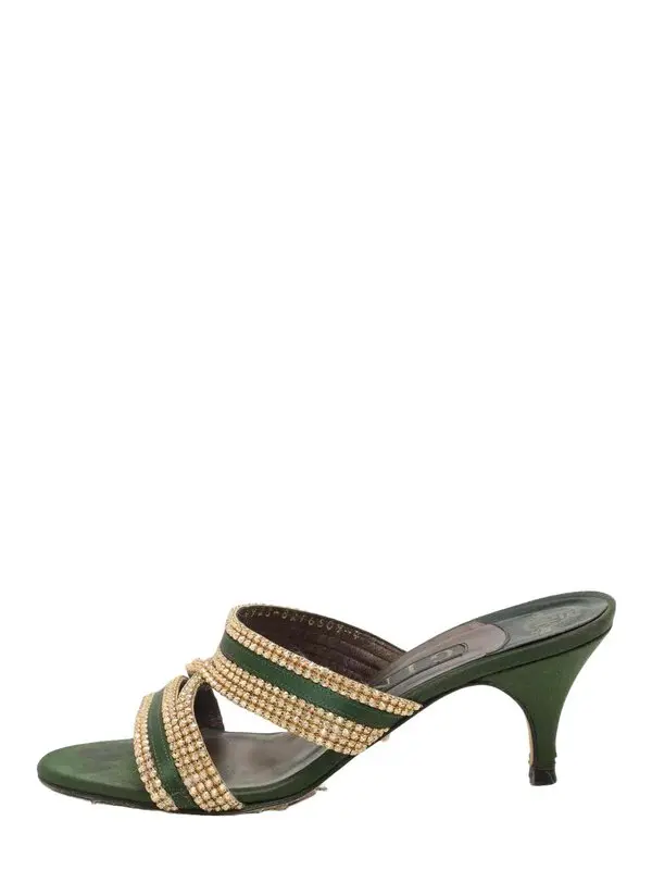 GINA Crystal-embellished Open Toe Sandals - Green