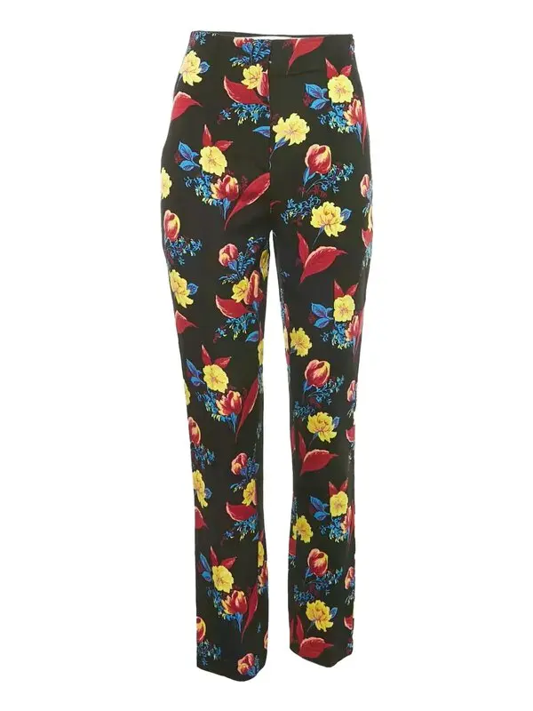 Diane Von Furstenberg Floral-print Crepe Trousers - Black