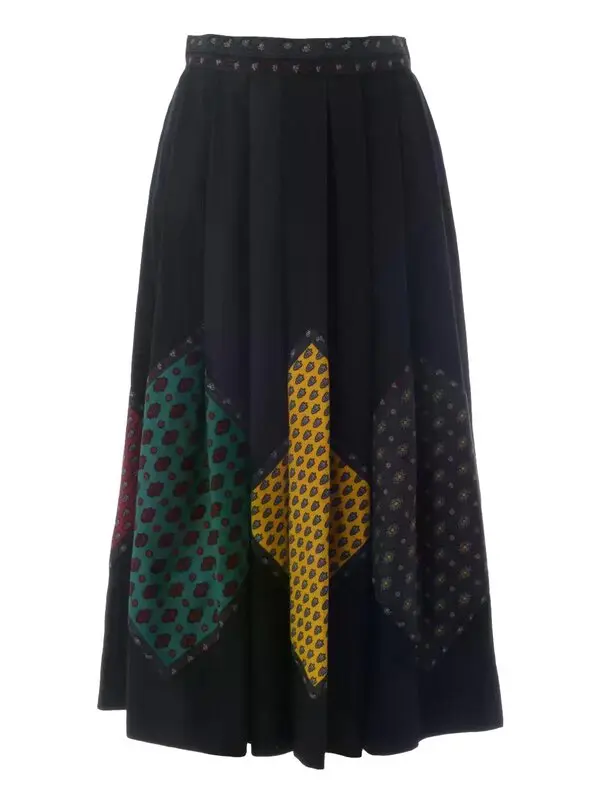 SOULEIADO Patterned-panel Midi Skirt - Black