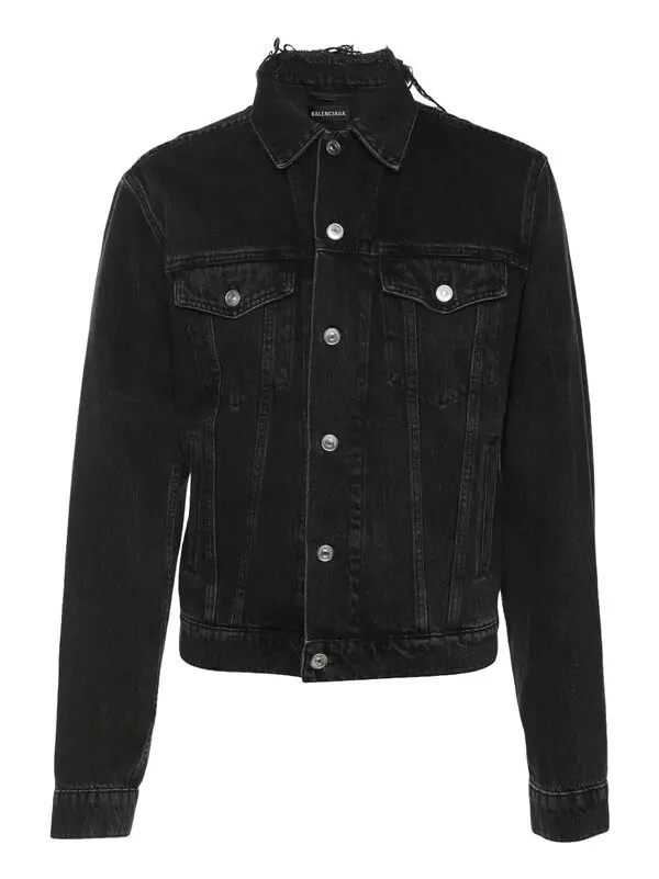 Balenciaga Distressed Denim Jacket - Black