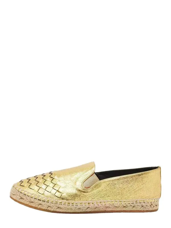 Bottega Veneta Intrecciato Flat Espadrilles - Gold