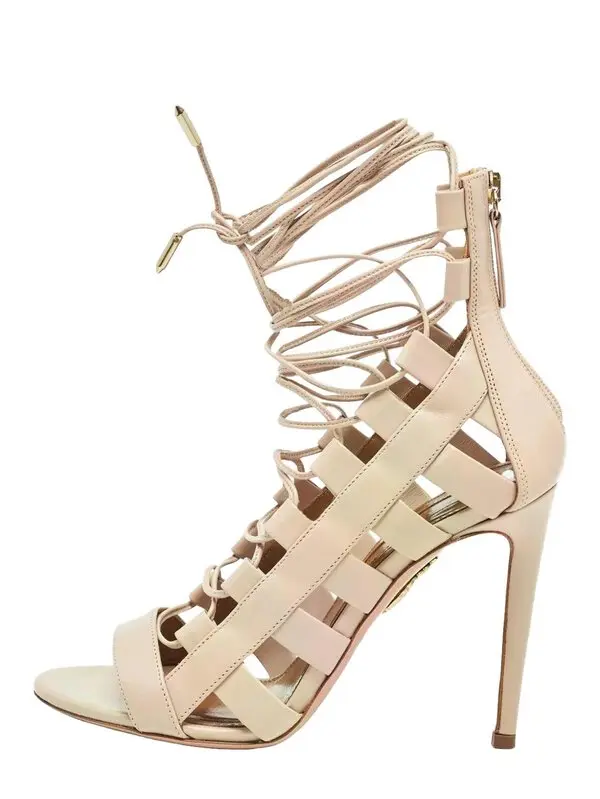 AQUAZZURA Amazon Lace-up Sandals - Neutrals