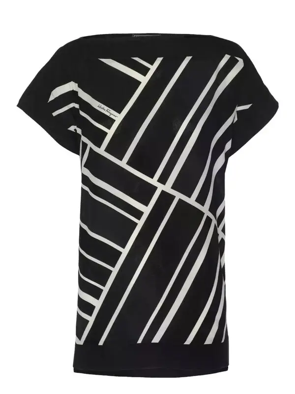 FERRAGAMO Geometric-print Top - Black