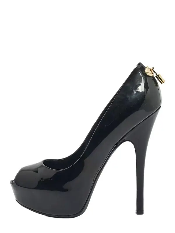 LOUIS VUITTON Padlock Peep-toe Heels - Black