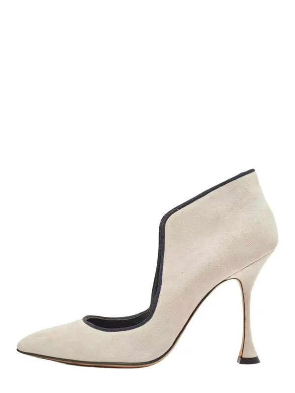 Manolo Blahnik 110mm Suede Cut-out Pumps - Neutrals