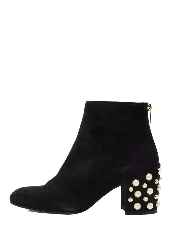 STUART WEITZMAN Faux-pearl Suede Ankle Boots - Black