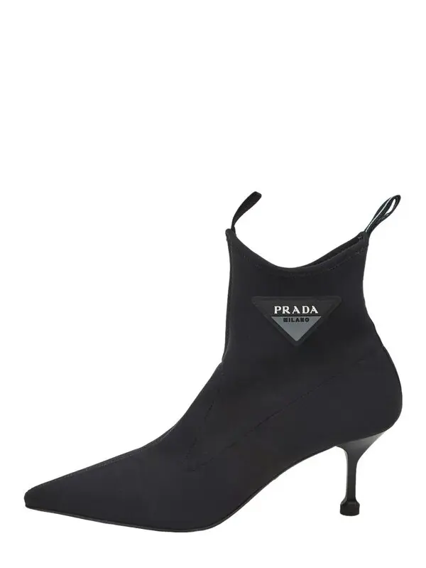 Prada Logo-detail Heeled Ankle Boots - Black