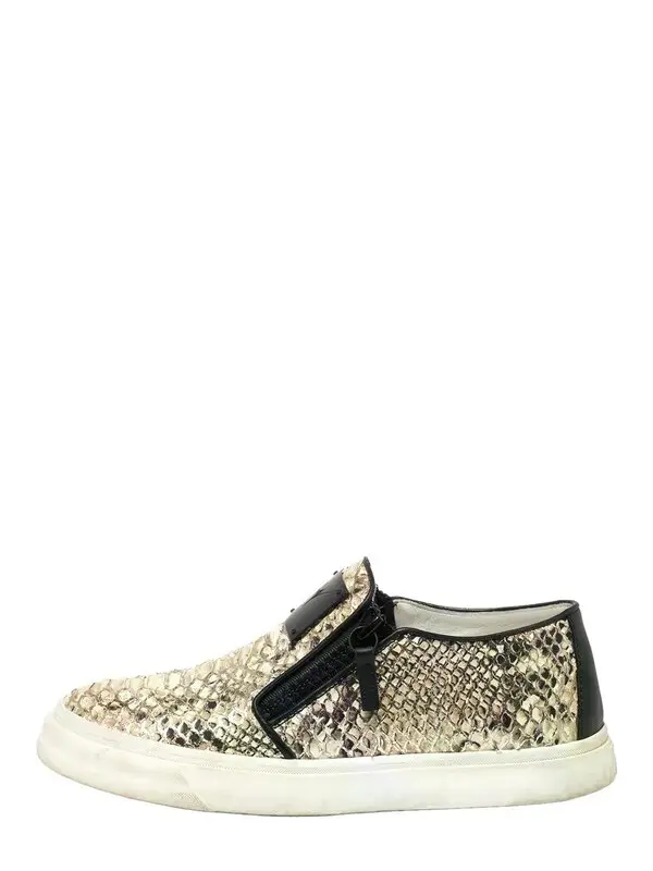 GIUSEPPE ZANOTTI Python Leather Zipper Sneakers - Neutrals