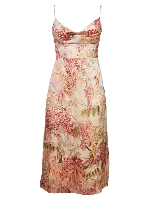 Zimmermann Silk Organza Floral-print Midi Dress - Neutrals