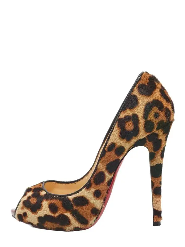 CHRISTIAN LOUBOUTIN Leopard-print Peep Toe Pumps - Brown