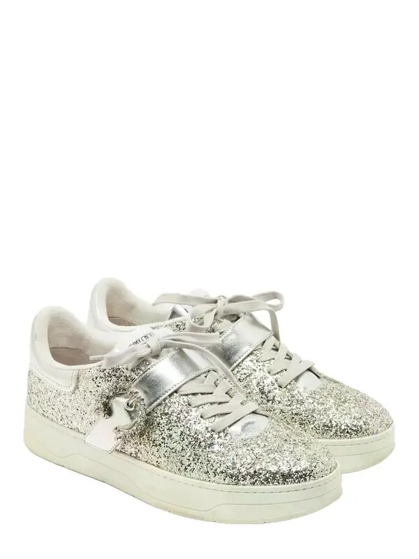 JIMMY CHOO Glitter-embellished Sneakers - Silver