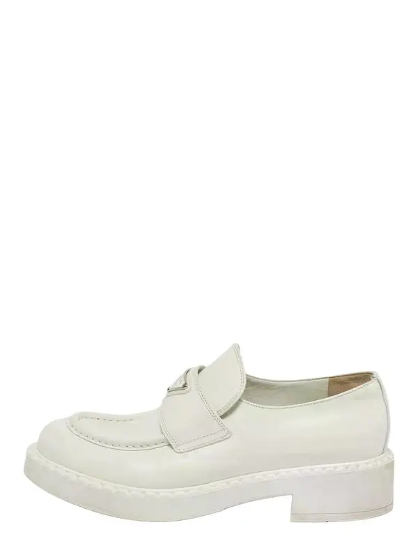 Prada Leather Logo Platform Loafers - White