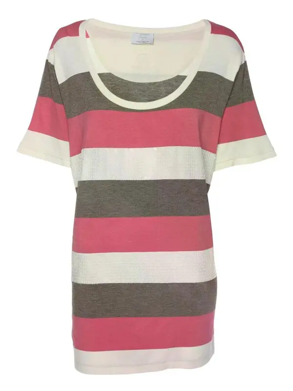 Marina Rinaldi Striped Sequin T-shirt - Pink